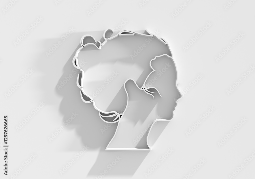 Young woman face side view icon. Elegant silhouette of a female head ...