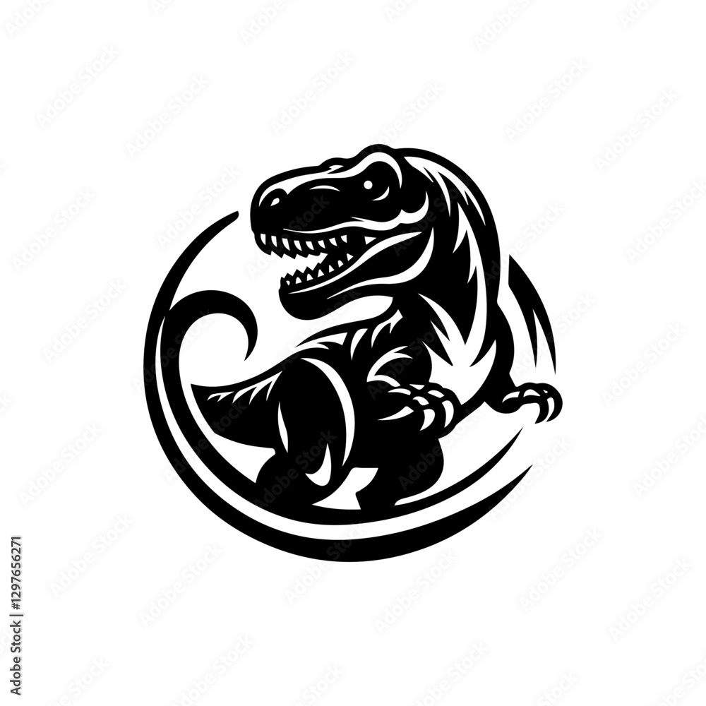 T-Rex Line Art Vector, Minimalist Dinosaur Logo, Black and White T-Rex ...