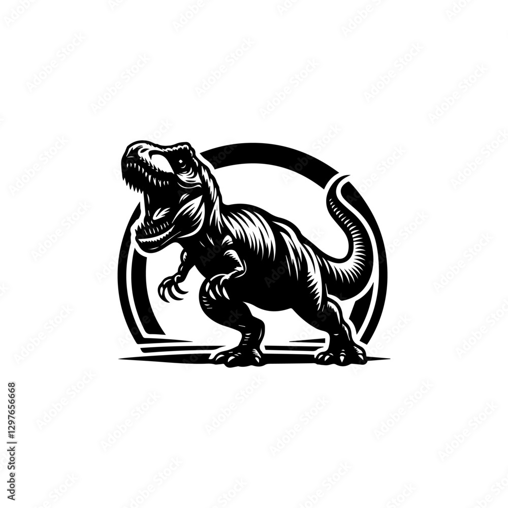 Stock-Vektorgrafik „T-Rex Line Art Vector, Minimalist Dinosaur Logo, Black and White T-Rex ...
