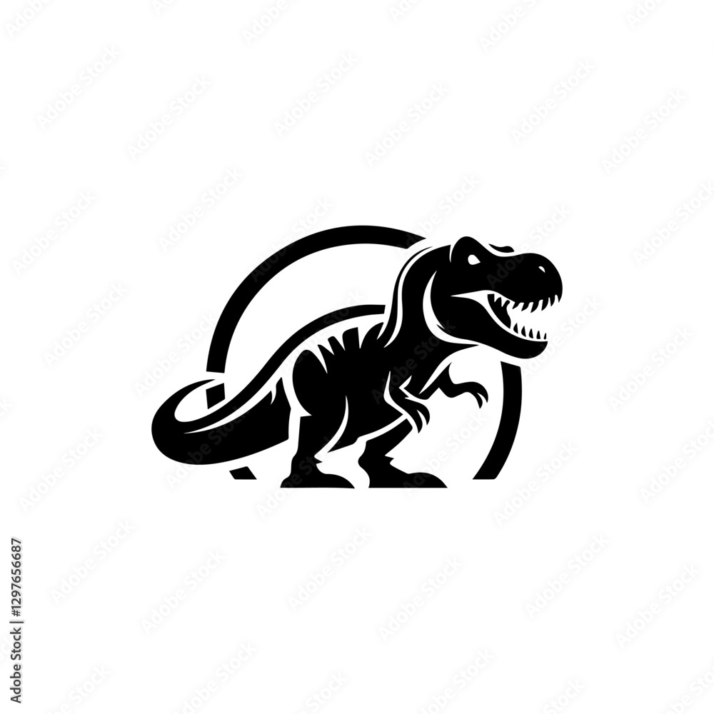 T-Rex Line Art Vector, Minimalist Dinosaur Logo, Black and White T-Rex ...