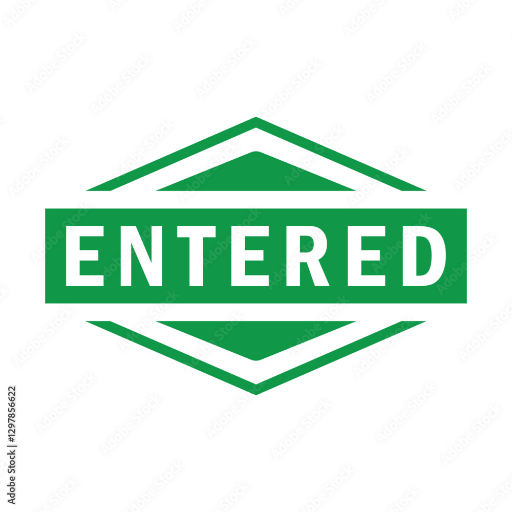 green entered rubber stamp flat education label minimalist design for ...