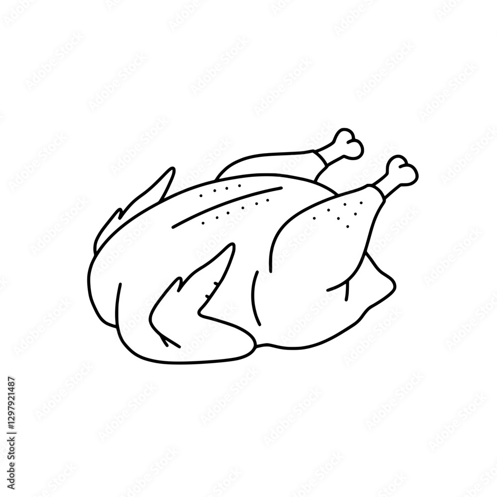 Image vectorielle Stock Roasted Chicken Icon: A simple line drawing of ...