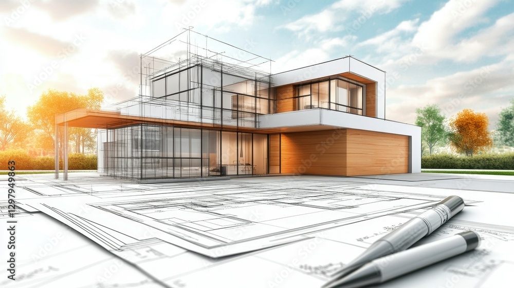 Architect and client in an architectural design office discussing the ...