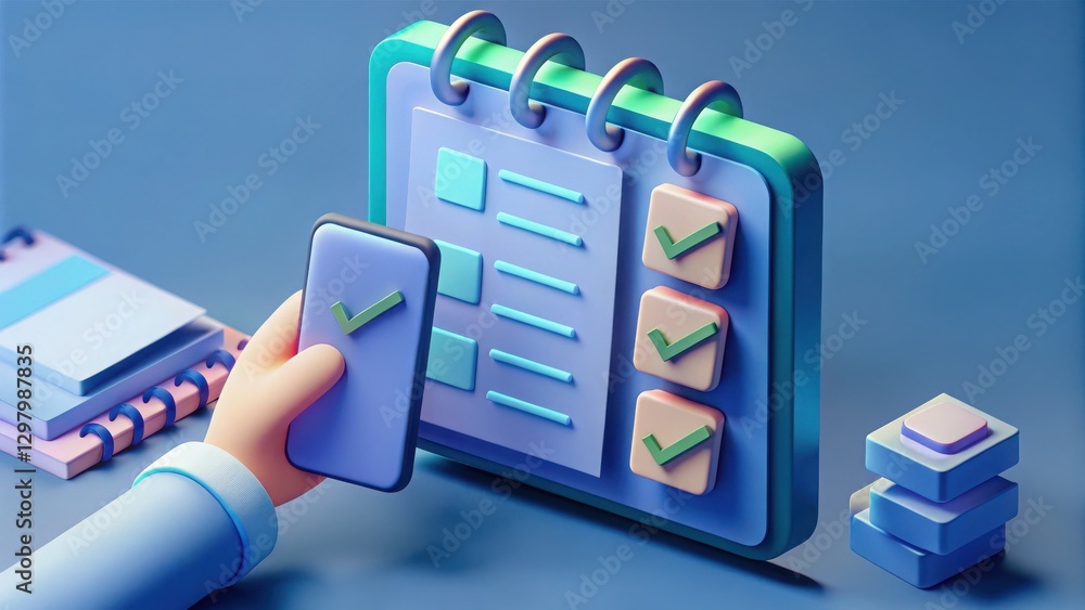 Management and Productivity Concept, Digital To-Do List, Mobile Checklist, Scheduling and ...