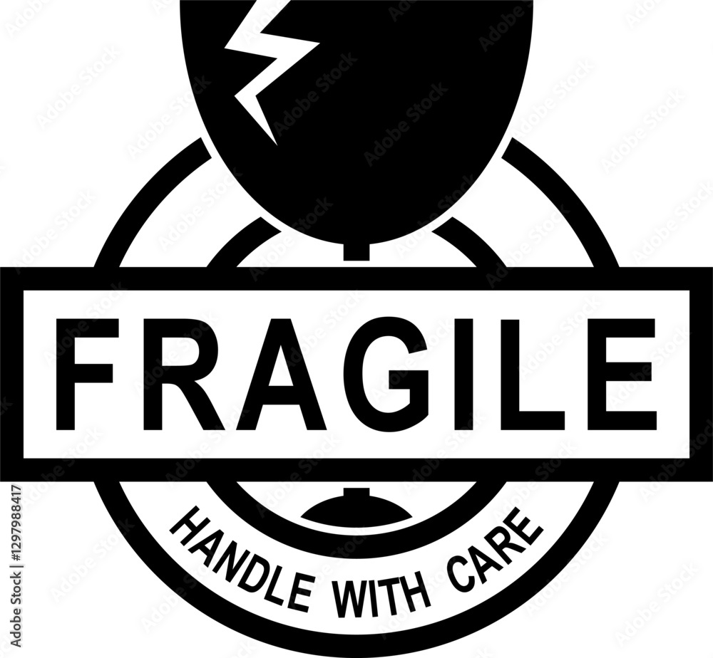 Fragile Handle with Care Icon Minimalist Broken Glass Symbol in Outline ...