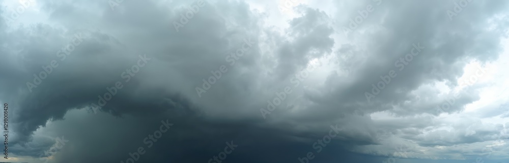 Dark moody rain storm cloudscape in sky. Overcast weather atmosphere ...