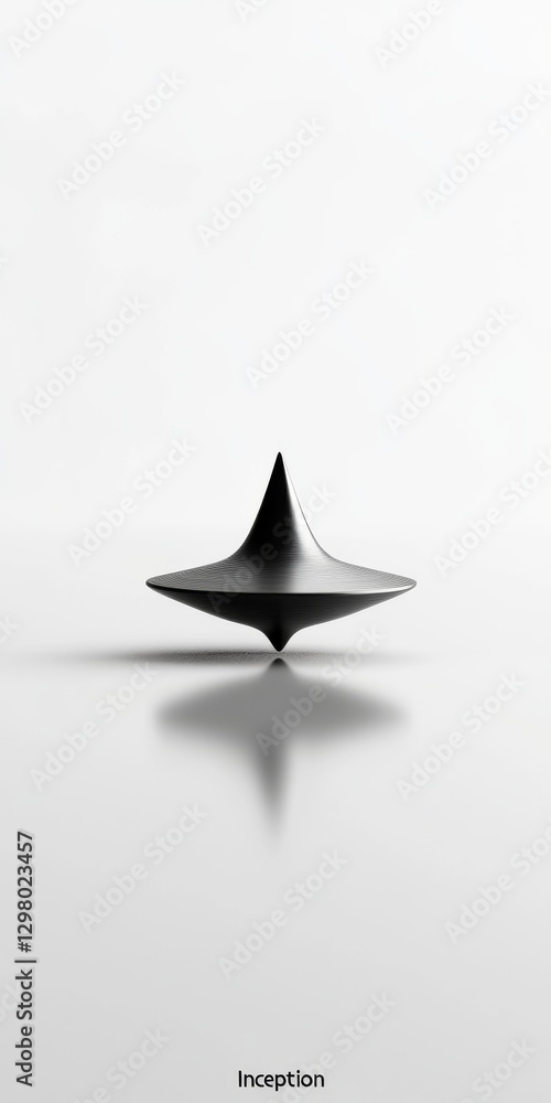 A black and white photograph of a simple spinning top just like in the ...