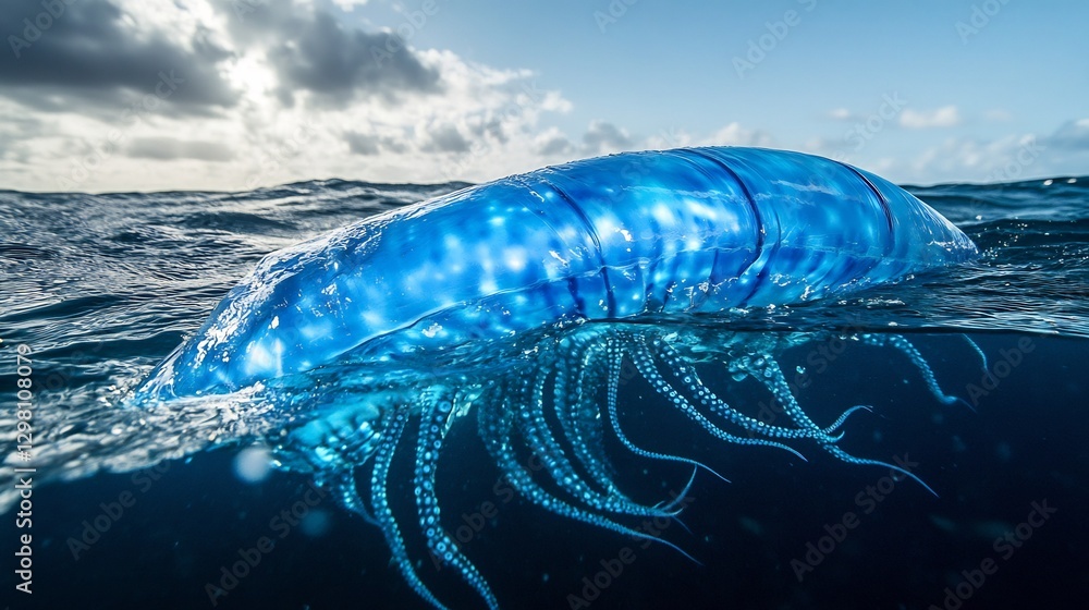 Deadly Portuguese Man o War floating on the ocean surface its ...