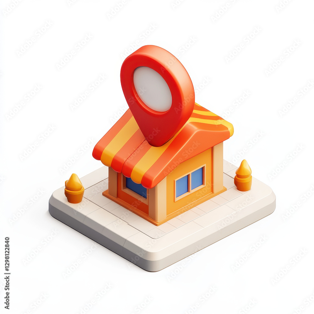 Store Location Icon: An inviting store icon is topped with a prominent ...