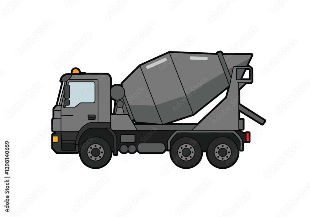 Cement truck clip art. This image shows a detailed vector illustration ...