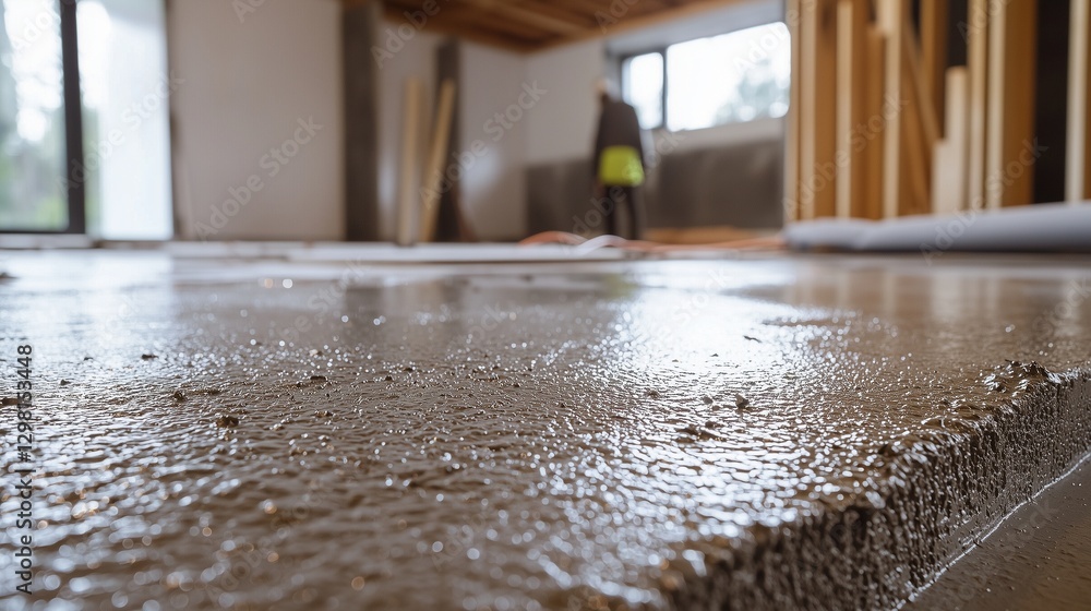 Expanded polystyrene concrete slab in construction site, showing ...