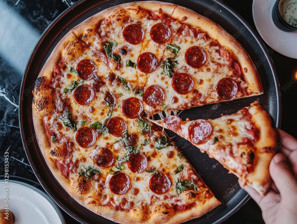 Pizza Pleasure: A mouthwatering pepperoni pizza, with melted cheese ...