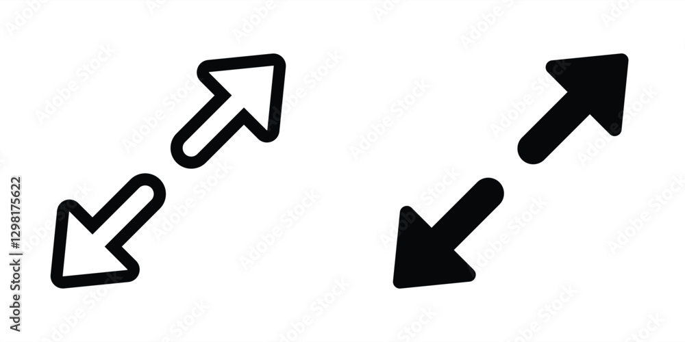 Zoom arrow button icon. zoom in button media control interfaces in line ...