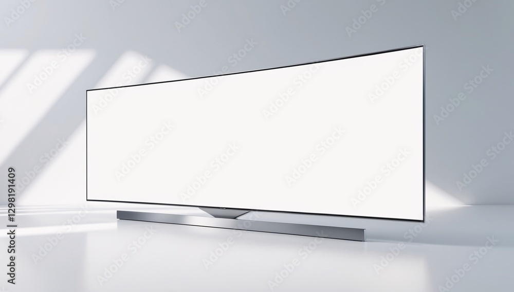 Curved Screen Television Mockup on White Background. Minimalist and ...