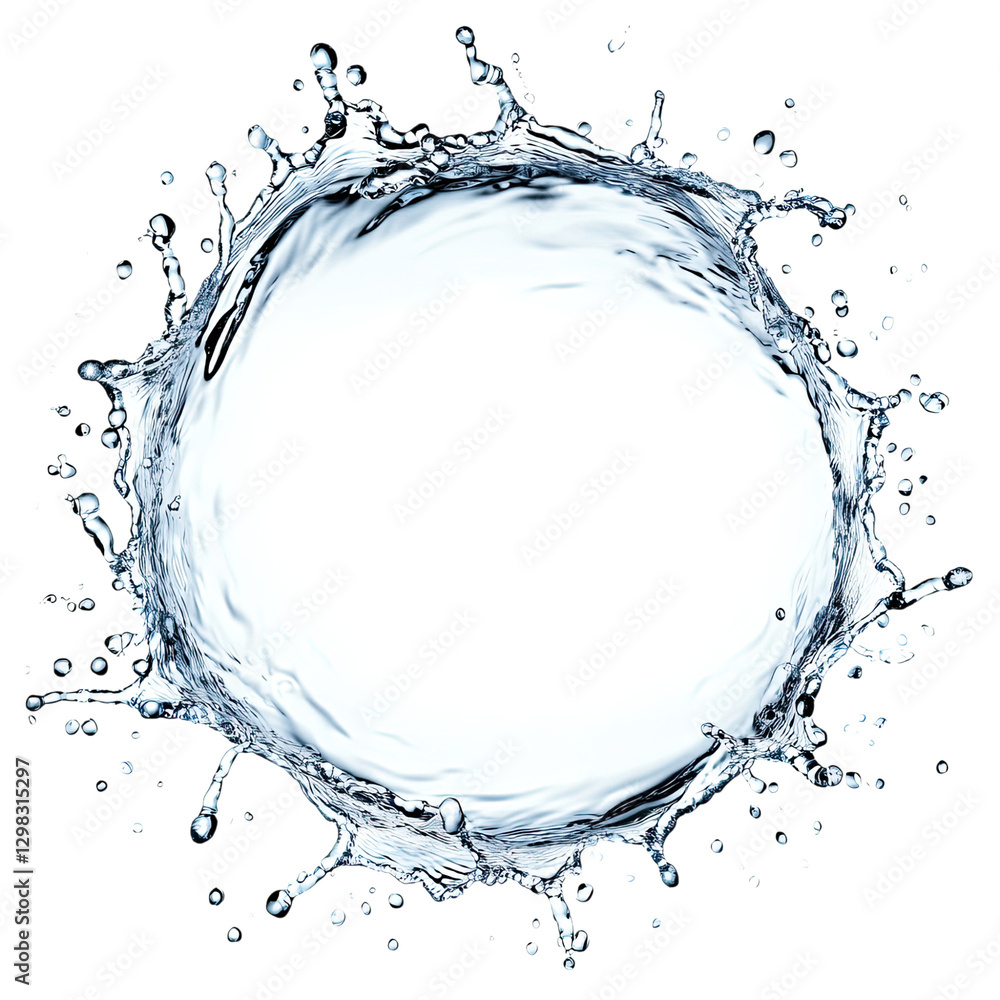 Water logo, a water sphere with splashes of blue color, on a ...