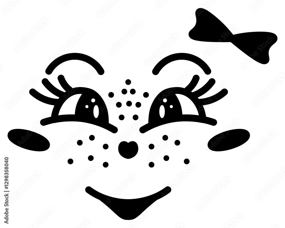 Female face with positive emotions. Sketch. Romantic mascot with ...