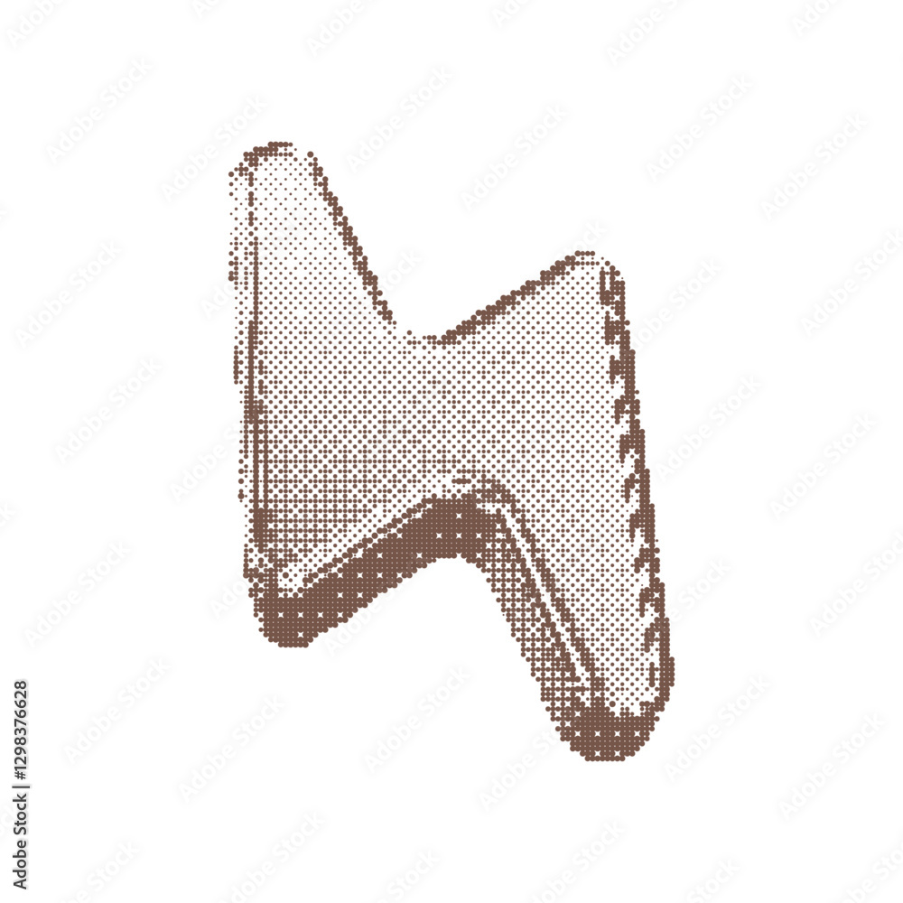 3D shape of Flash in Dither halftone dot texture. Vector isolated ...
