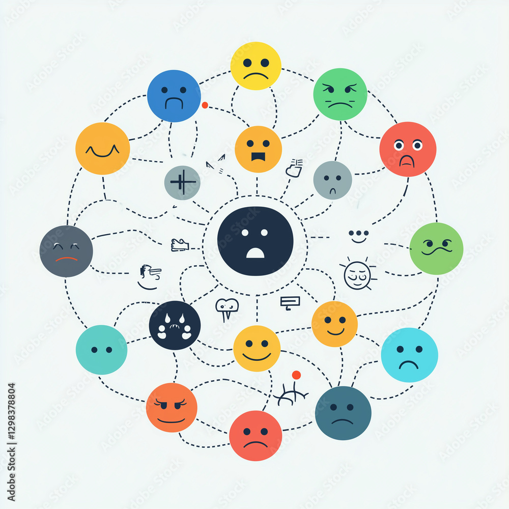 Basic emotion system concept. Circle infographic chart. Vector flat ...