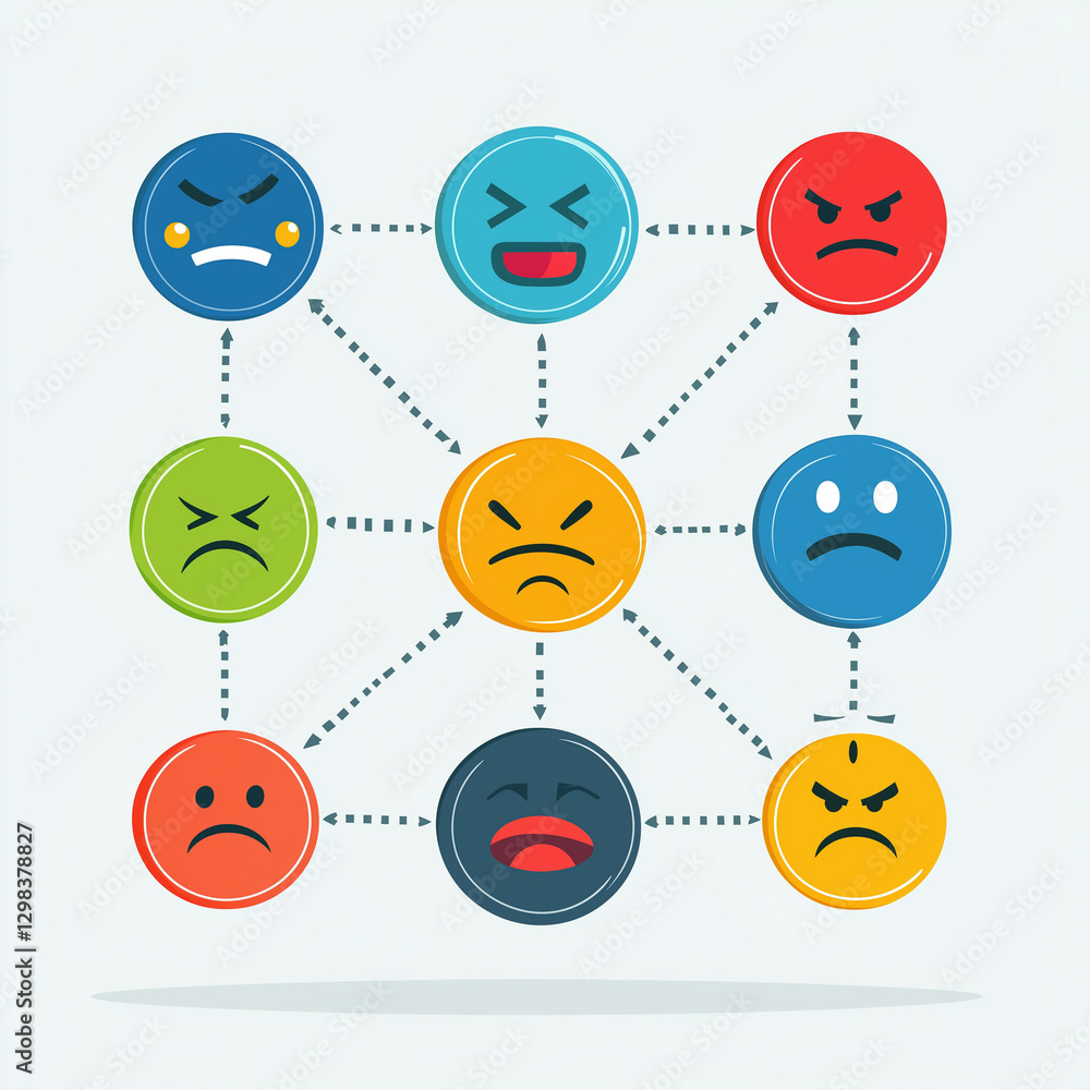 Basic emotion system concept. Circle infographic chart. Vector flat ...
