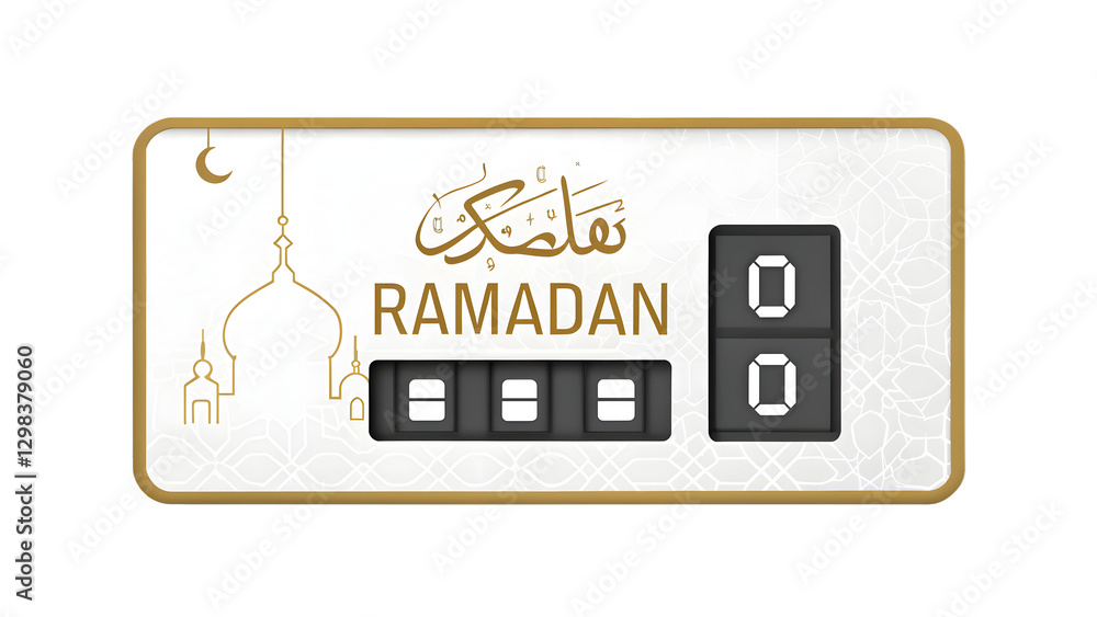 Ramadan Countdown Timer with Islamic Calligraphy and Mosque Design ...
