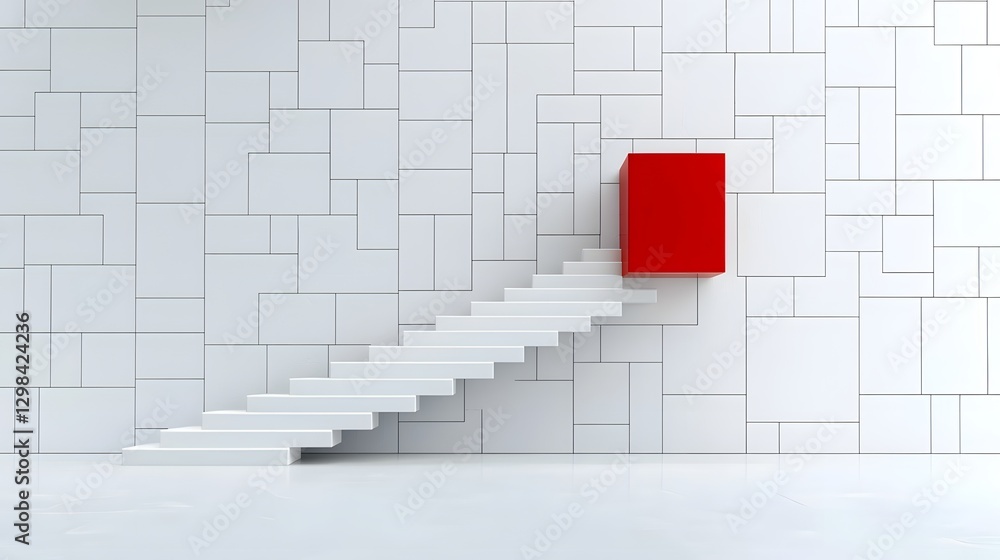 Dynamic 3D Business Concept Image Featuring White Stairs Representing ...