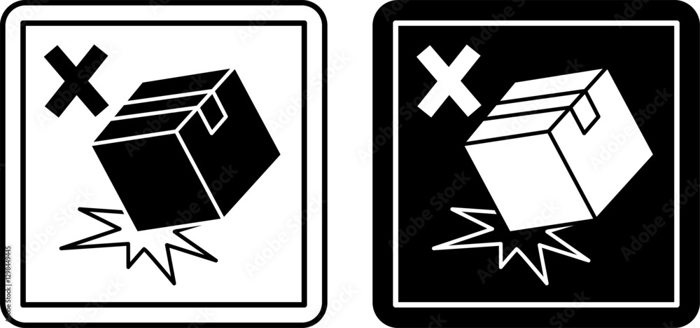 Do Not Drop Signs. Labels for Cardboard Packaging. Black and White ...