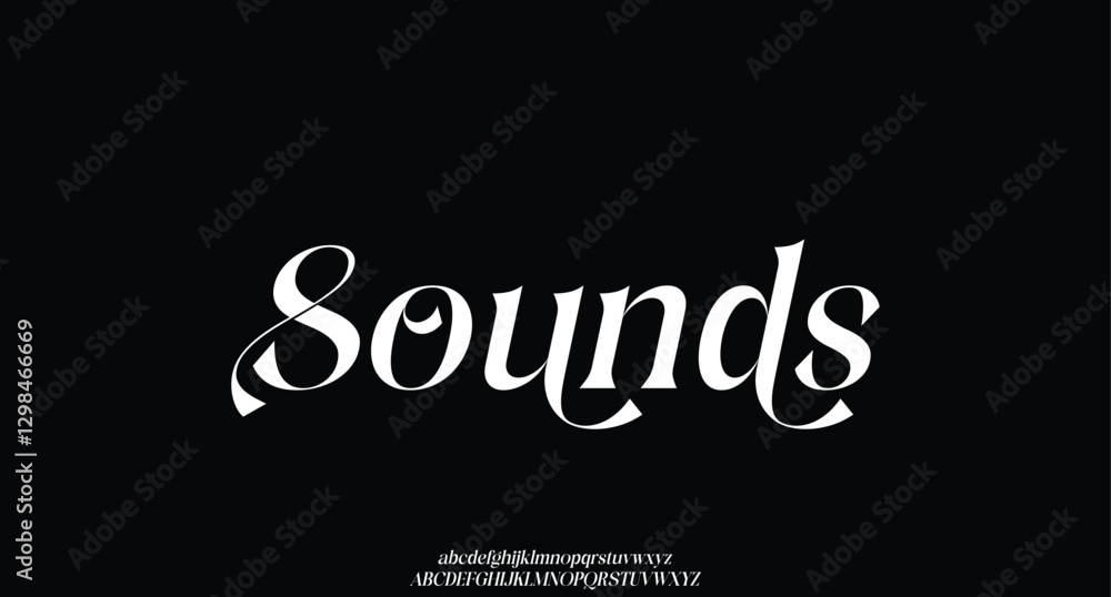 Elegant curvy stylish alphabet typeface display font vector with ...