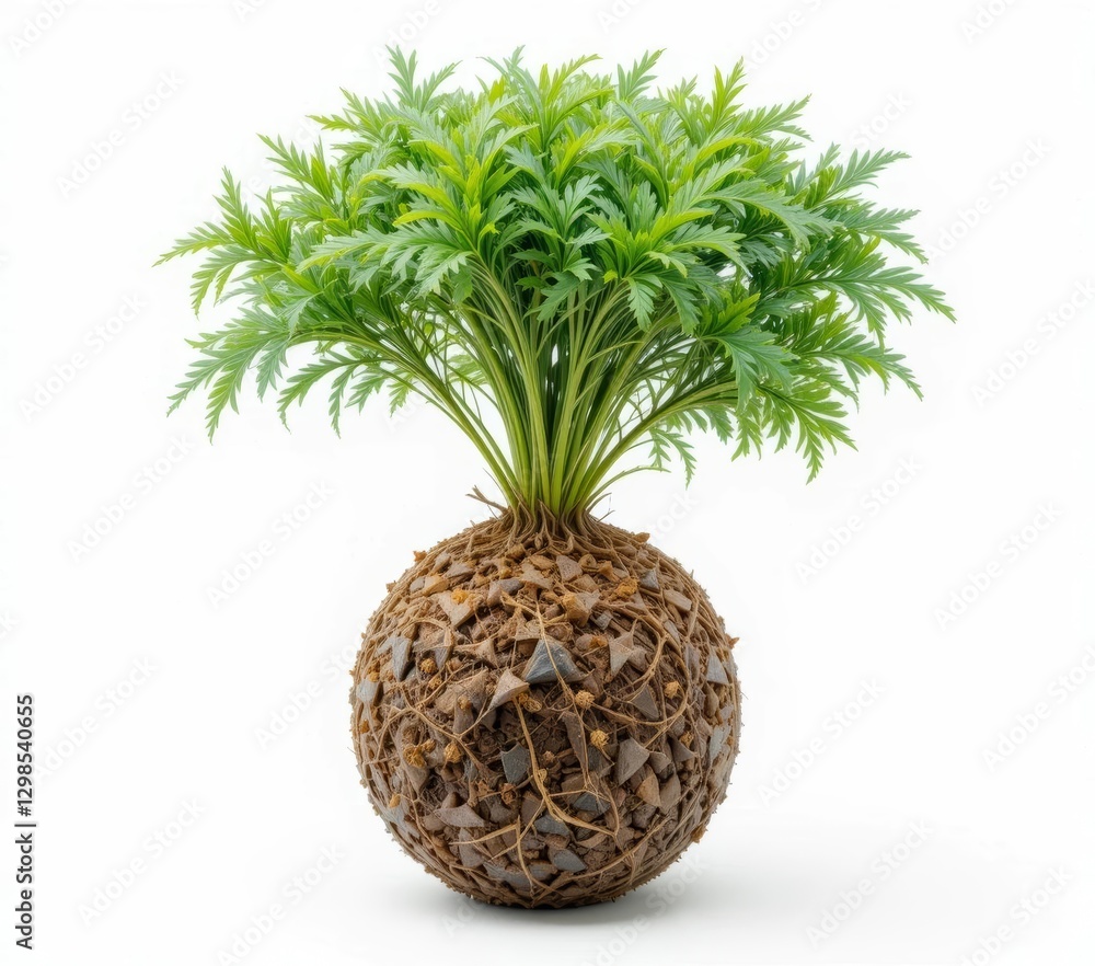 Green foliage atop a spherical plant base Stock Illustration | Adobe Stock