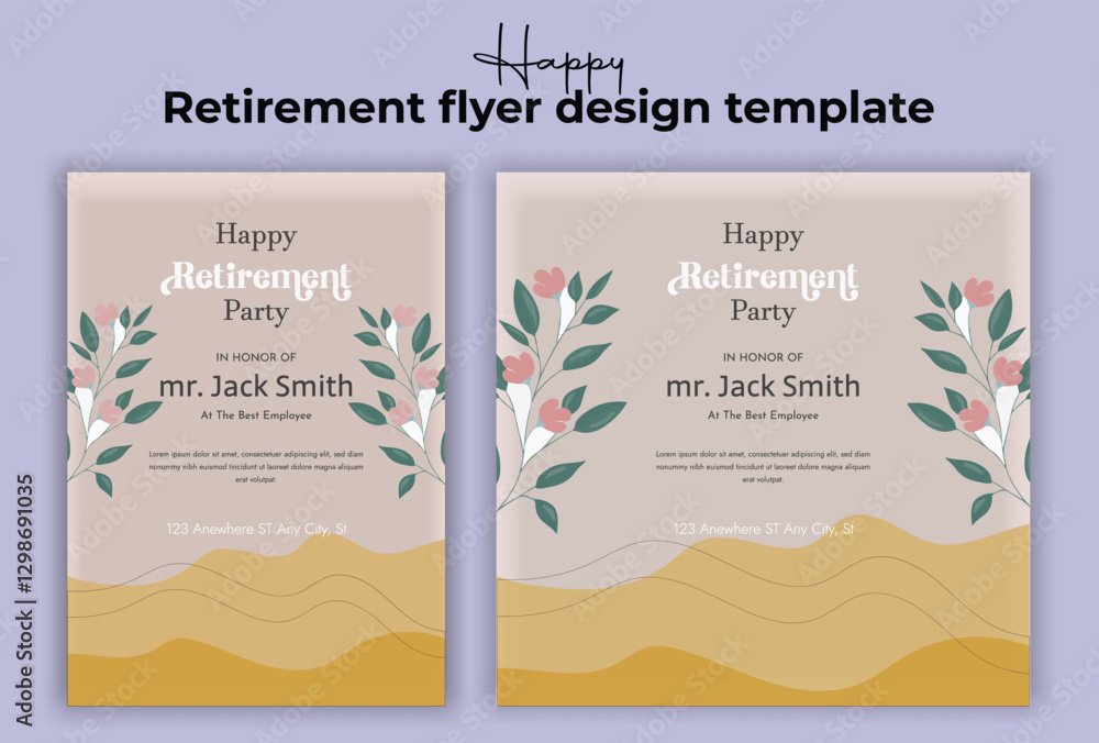 Image vectorielle Stock Retirement Flyer Design Template. Retirement ...