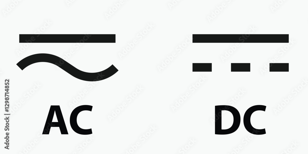 The symbols for alternating current (AC) and direct current (DC) Stock ...