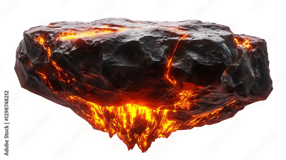 Volcanic rock formation natural field 3d model white background future ...