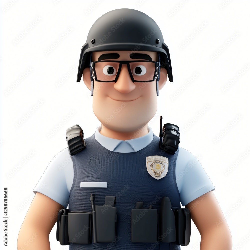 Professional police officer in uniform standing strong and ready to ...
