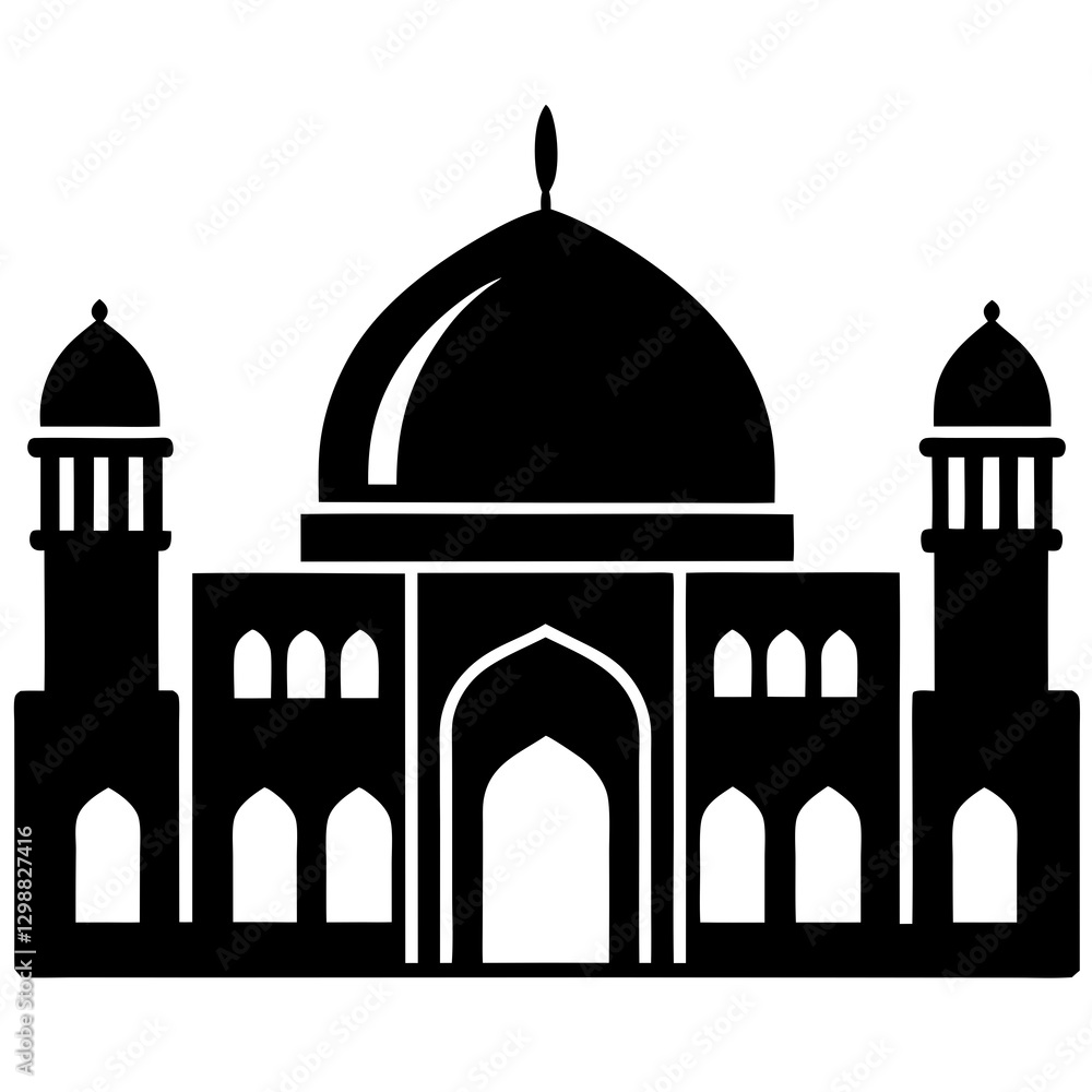 Masjid/Mosque Vector silhouette, isolated white background Stock Vector ...