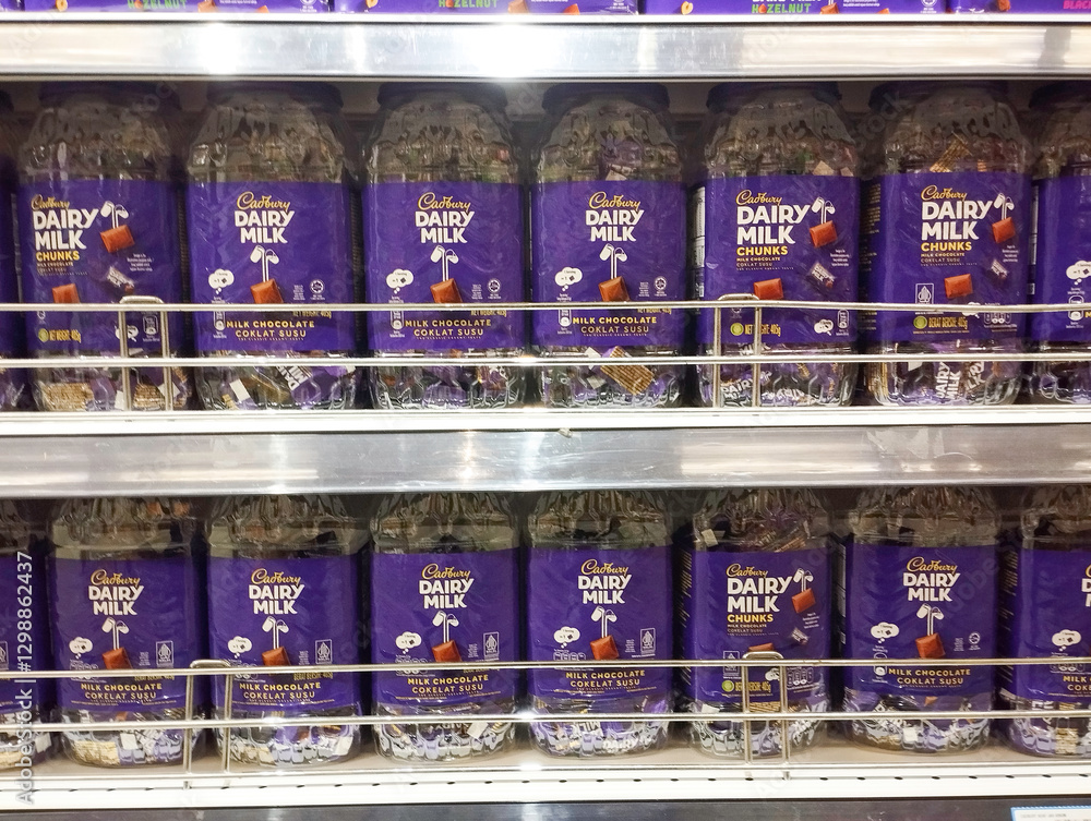KULIM, MALAYSIA - CIRCA FEBRUARY 2025 : Cadbury Dairy Milk displayed at ...