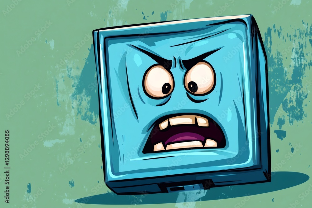 Cartoon illustration of a type j power plug with an angry expression ...