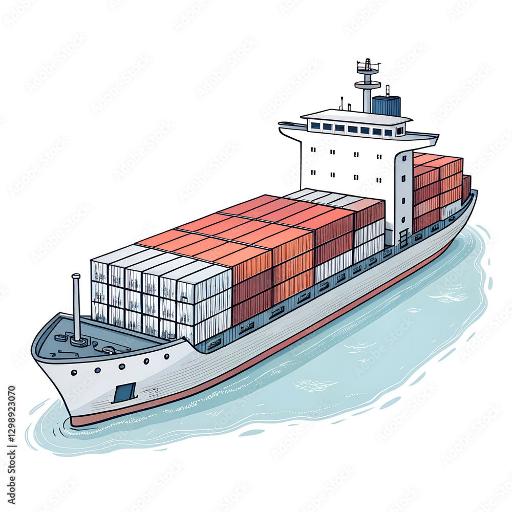 cargo container ship clipart illustration isolated png background Stock ...