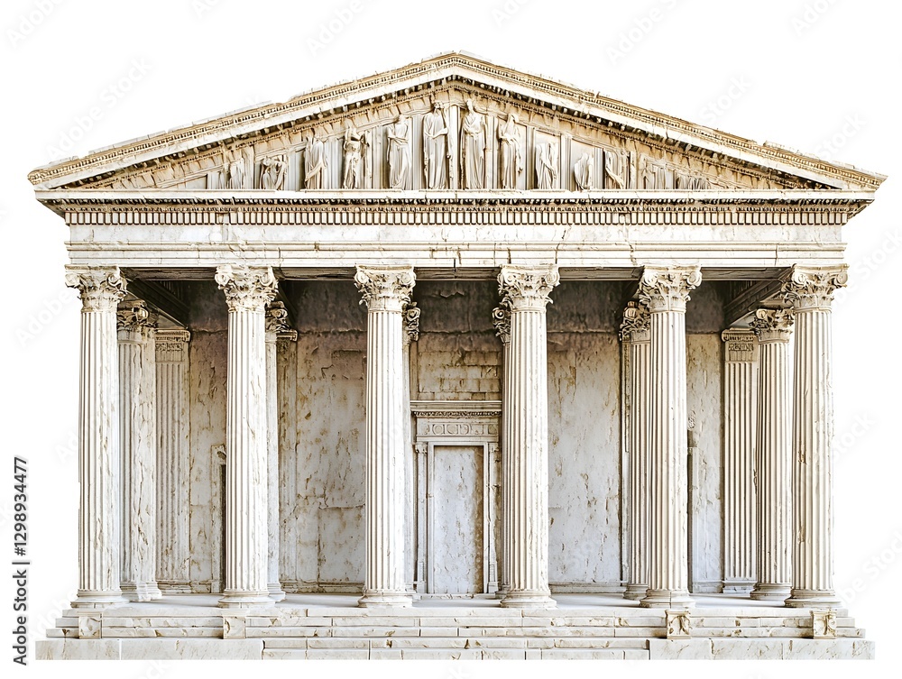 Iconic Classical Greek Temple with Symmetrical Doric Columns and White ...