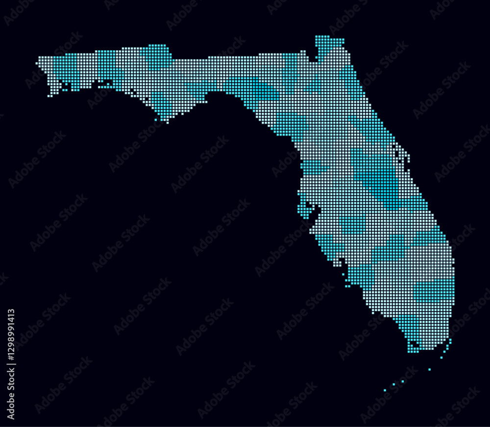 Florida dotted map. Digital style map of the state on dark background ...