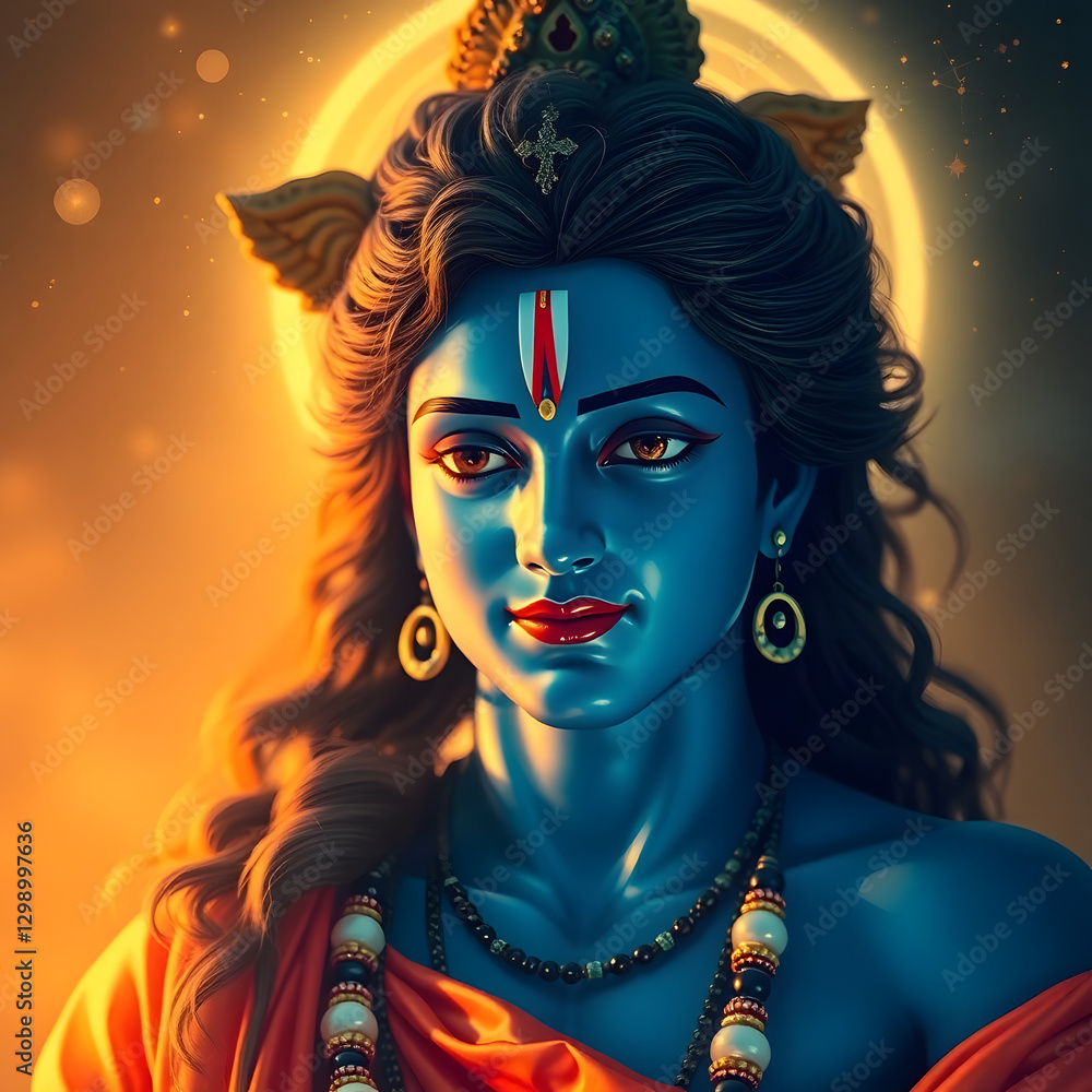 A digital art of Lord Ram, the seventh avatar of Vishnu, is a symbol of ...