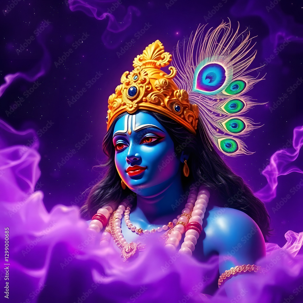 Ilustração Lord Krishna, the eighth avatar of Vishnu, is the divine ...