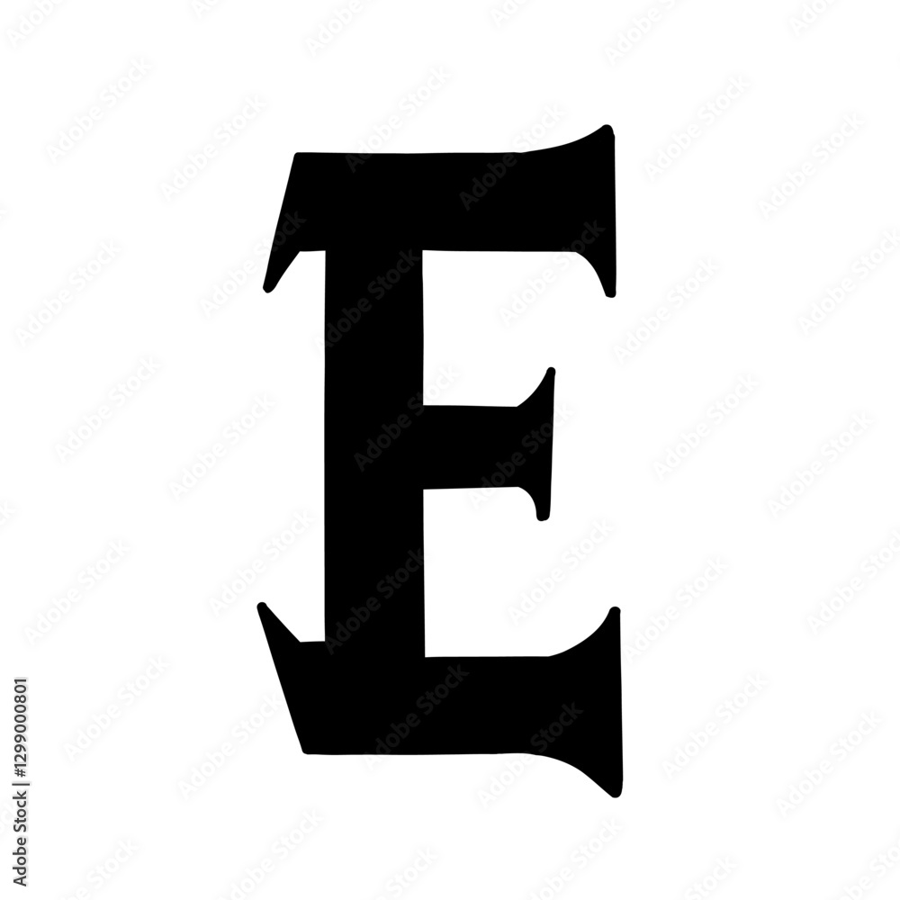 Magic Bold letter e of latin english language. Black font symbol in ...