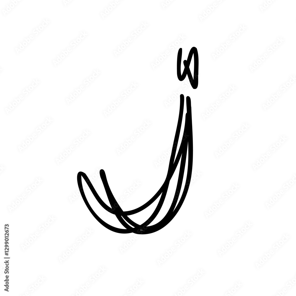 Handwritten letter j of latin english language. Black font symbol in ...