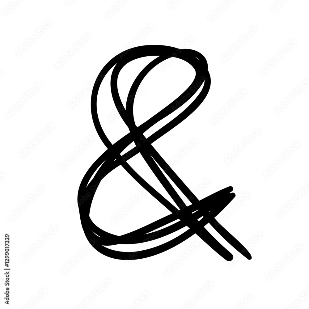 Handwritten ampersand symbol in hand drawn style. Vector illustration ...