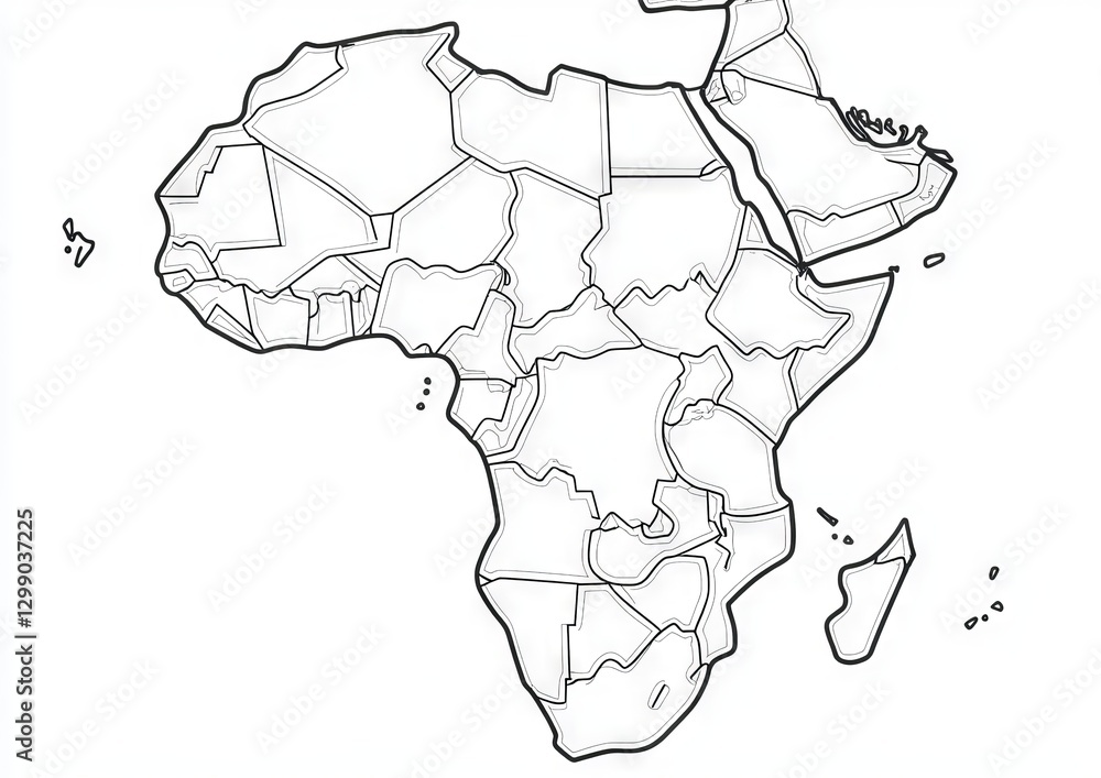 Printable PDF template of a blank map with African country outlines ...