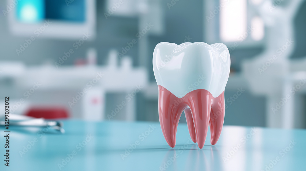 Detailed 3D diagram of a healthy tooth inside the gums, showing enamel ...
