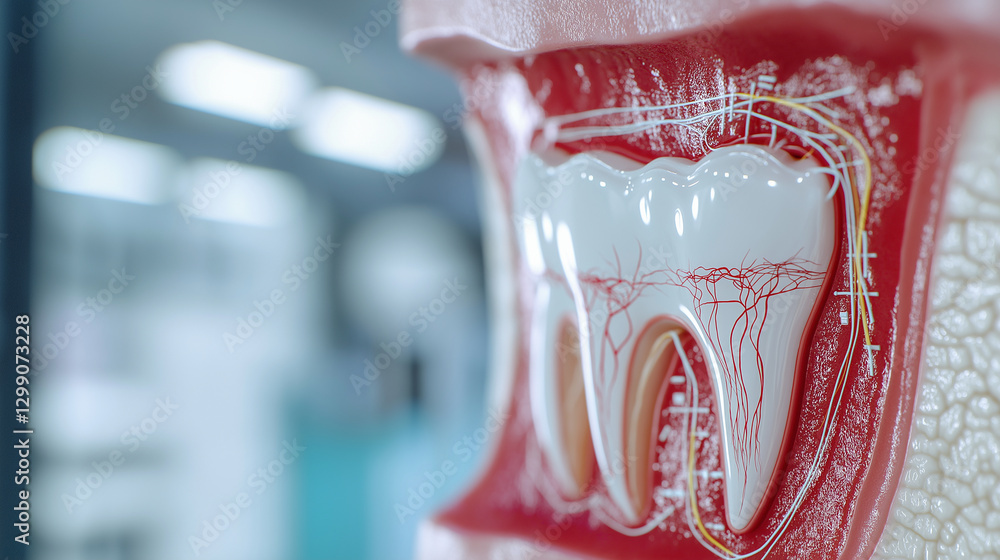 Detailed anatomical illustration of a human toothâ s cross-section ...