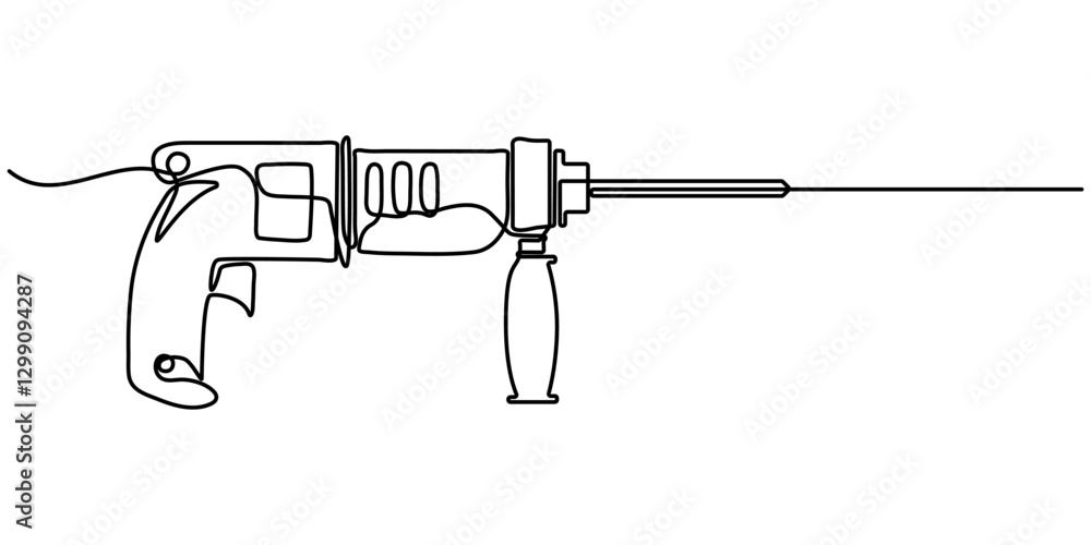 Continuous Line Drawing of Cordless Drill Icon. Hand Drawn Symbol ...