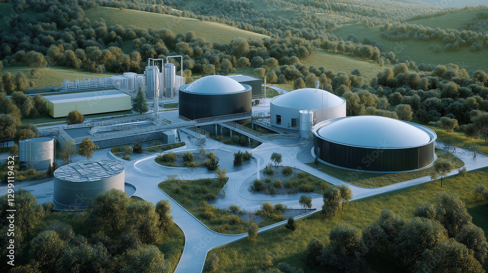 Anaerobic digestion biogas systems. A realistic image of an anaerobic ...
