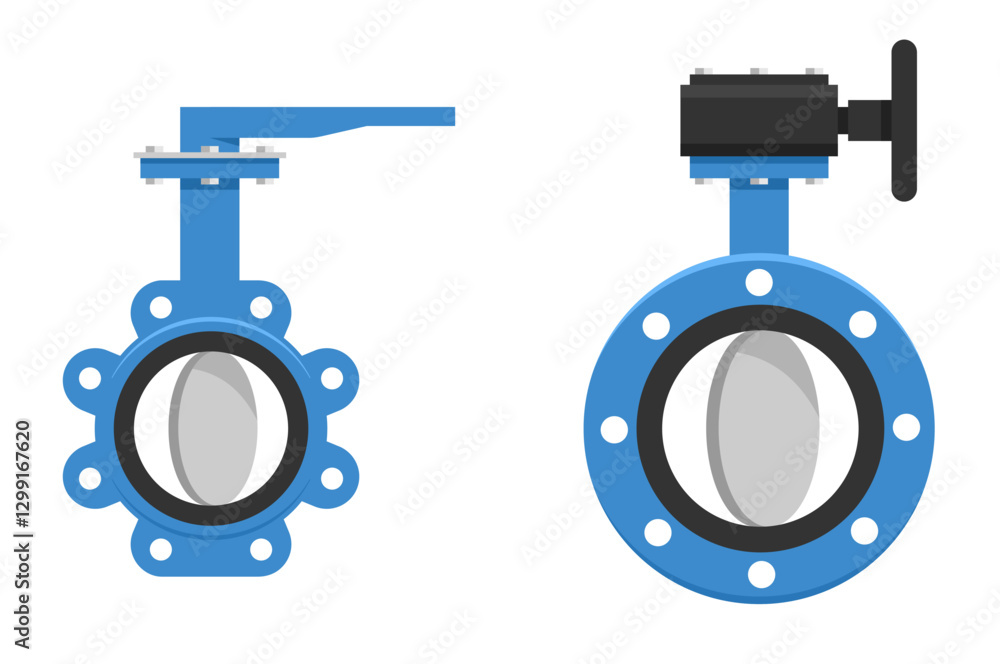 Butterfly valve - rotational gas gate for pipelines. Two types, flat ...