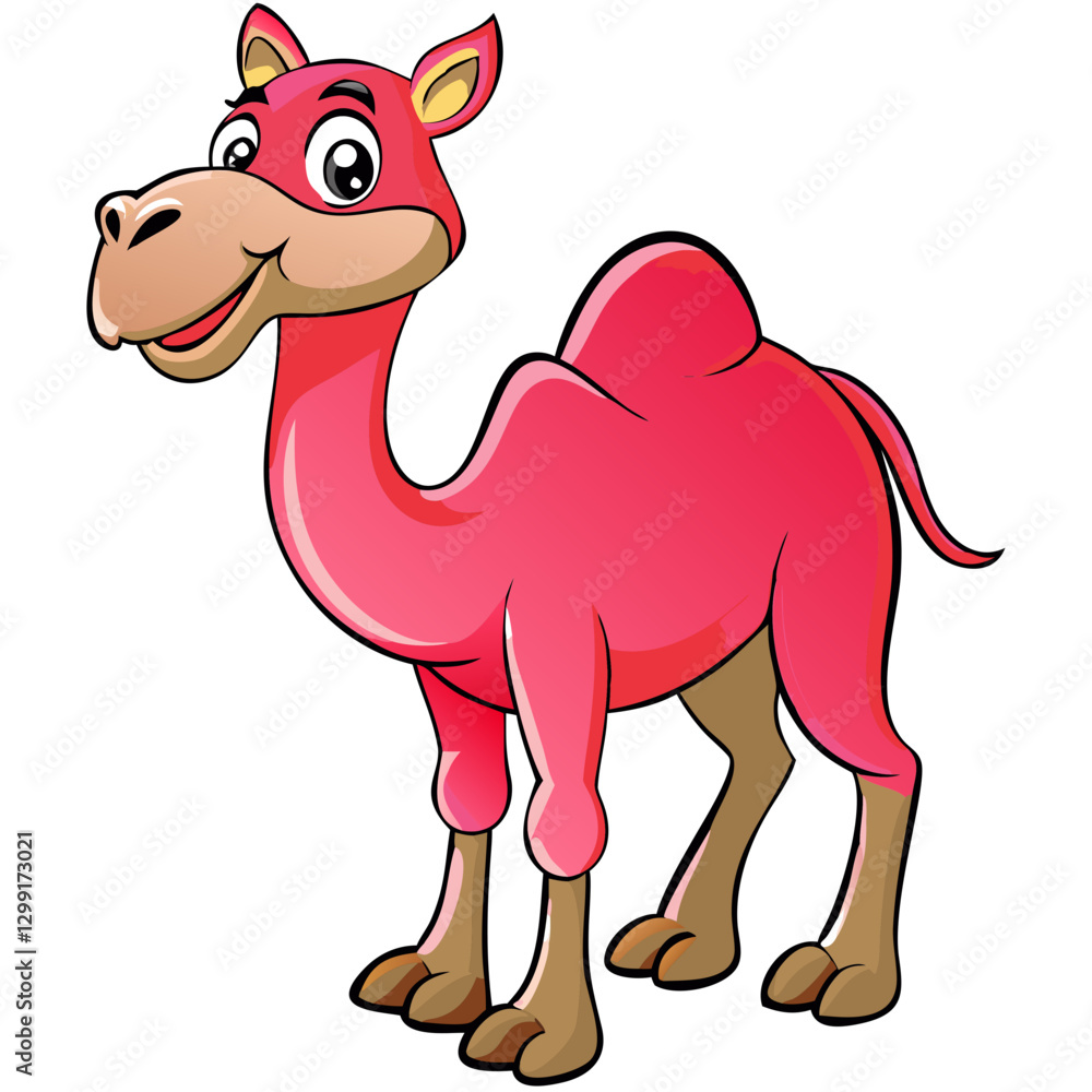 Cute Pink Camel Smiling Cartoon Vector Illustration for Kids and ...